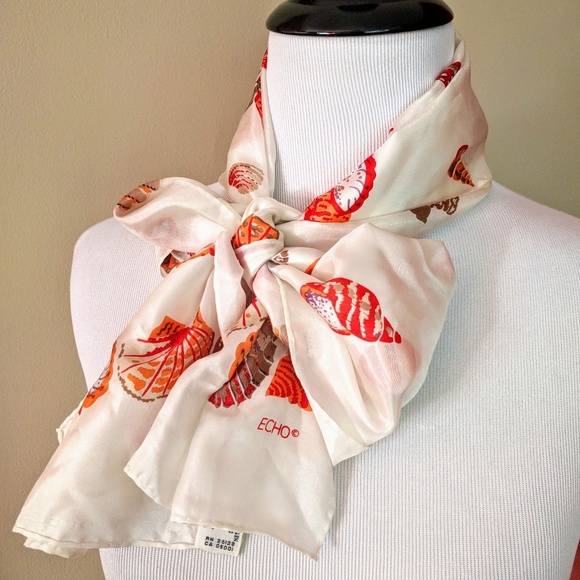 Vintage | Accessories | Vintage Silk Echo Made In Japan Seashells Scarf ...